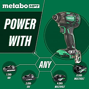 Metabo HPT 18V Cordless Impact Driver, 1/4-in Hex Chuck, Triple Hammer Technology, Powerful 1, 832 In/Lbs Torque, Variable Speed Trigger, IP56 Compliant, LED Light, Tool Only (WH18DBDL2Q4)