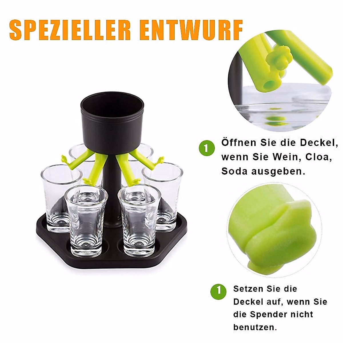 HITNEXT 6 Plastic Shot Dispenser and Holder, Shot Buddy Dispenser, Liquor Pourer Shot Glasses Bar Glasses Dispenser for Filling Drink, Beverage, Cider, Cocktail