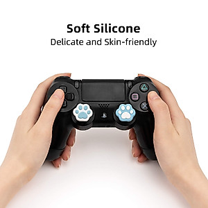 GeekShare Cat Paw Playstation 4 Controller Thumb Grips, Thumbsticks Cover Set Compatible with Switch Pro Controller and PS4 PS5 Controller, 2 Pair / 4 Pcs-Cat Paw Shape