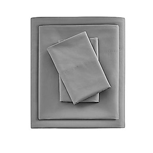 Sleep Philosophy Smart Cool Microfiber Moisture-Wicking Breathable 4 Piece Cooling Sheet Set, Cal King Size, Grey (SHET20-964)