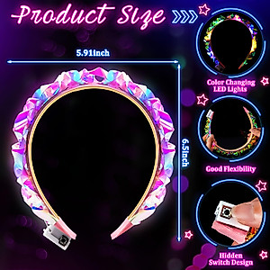Tigeen Light up Headband Led Headband Led Face Jewelry Glow Headband Led Crown Light up Hair Accessories for Girls Women Valentine's Day Party Favors(8 Pcs)