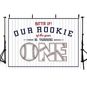 ABLIN 7x5ft Baseball 1st Birthday Background for Party Photography Decorations Boy Sports Ball White Stripe Photo Backdrop Booth Banner Props Supplies Vinyl