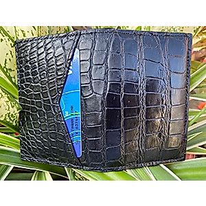 Double side Navy Blue Crocodile Alligator leather skin Credit Cardholder, leather credit cardcase, leather creditcard cover