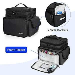 LEFOR·Z Sewing Supplies Organizer,Double-Layer Sewing Accessories Storage Bag,Protable Travel Sewing Box Sewing Basket for Sewing Tools,Black(Bag Only)