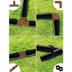 Kalolary 42Pcs Drip Irrigation Fittings Kit, 5/8 Inch Hose Barbed Connectors for Compatible Drip or Sprinkler System(2 Switch Valves, 8 Couplings, 8 Tees, 8 Elbows, 8 End Closures, 8 End Cap Plugs)