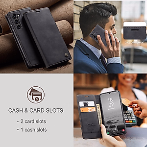 Kowauri Case for Samsung Galaxy S23,Classic Design Leather Wallet Magnetic Closure Flip Case with Kickstand Card Holder Slot Shockproof Protective Cover for Samsung Galaxy S23 5G (Black)