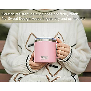 Y-ME Stainless Steel Insulated Coffee Mug Cup with Handle,Double Wall Coffee Mug with Lid for Hot & Cold Drinks