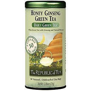 The Republic of Tea - Honey Ginseng Green Tea, 50 Tea Bags, Tin | Flavored Gourmet Tea | Caffeinated