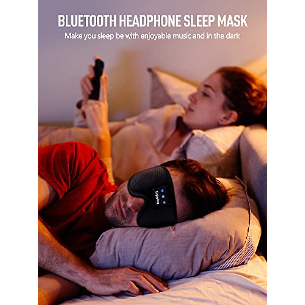 Sleep Headphones Bluetooth Headband, MOITA Sleep Eye Mask for Sleeping, Wireless Sleep Headphones, Cozy Band with Speakers Bluetooth Earphones, Gift for Side Sleeper, Travel, Meditation, Insomnia