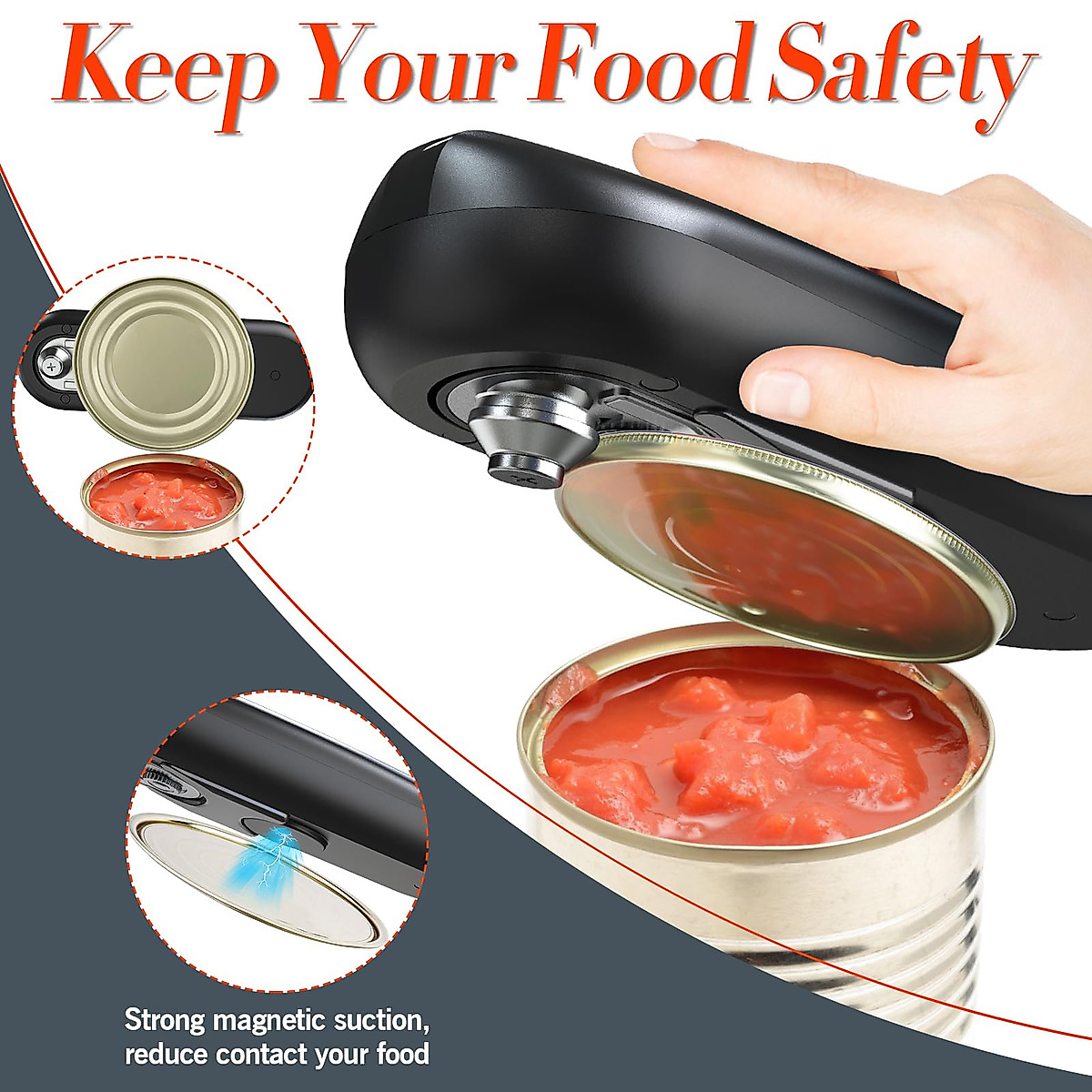 Electric Can Opener, [Smart Control] Automatic Rechargeable Can Opener Smooth Edge for Kitchen, Homtronics One Touch Hands Free Cordless Can Opener Electric for Seniors, Housewives, Arthritics