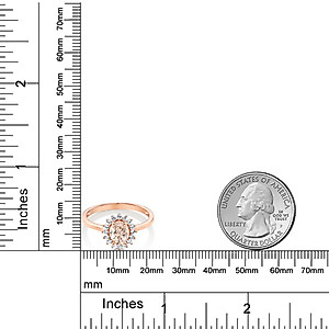 Gem Stone King 10K Rose Gold Peach Morganite and White Created Sapphire Engagement Ring For Women (0.89 Cttw, Oval 7X5MM, Available in size 5, 6, 7, 8, 9)