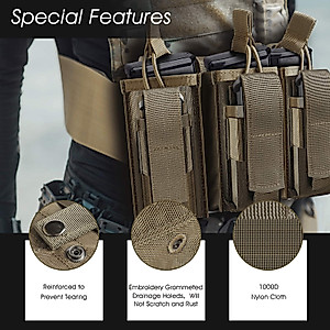 ELVO Tactical Molle Mag Pouch, Open-Top Molle Double/Triple Stacker 5.56 7.62 Magazine Pouches Holder Carrier for Rifle M4 M14 G36 HK416 AR-15 and Glock 17 19 M1911 9MM Magazines Holster
