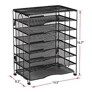 Univivi Office Desk Organizer, 7-Tier Mesh Letter Trays , File Paper Tray Organizer / Screws Free design ,Black