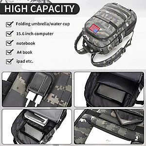 TILYTADLY School Backpack For Boys - Camouflage Boys Backpack For Kids Teens Elementary Middle School - 4pcs Camo Boys Backpack With Lunch Box And Pencil Case，18″ Bookbag With Usb Charging Port