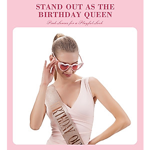 Birthday Glasses for Women- 'Birthday Queen' Birthday Sunglasses for Happy Birthday Party Gifts Accessories Party Favors (Pink)