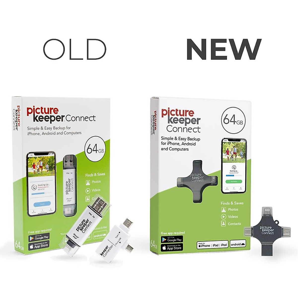 Picture Keeper Connect Photo & Video USB Flash Drive for Apple, Android & PC Devices, 64GB Thumb Drive