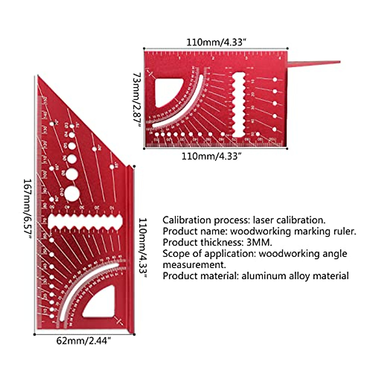 Professional Mitre Ruler with Clear Scale Angle/Drilling Locator Mitre Measuring Gauge Easy Operation Woodworking Measuring Gauge Ruler Line Drawing Device Mitre Measuring Measure Tool