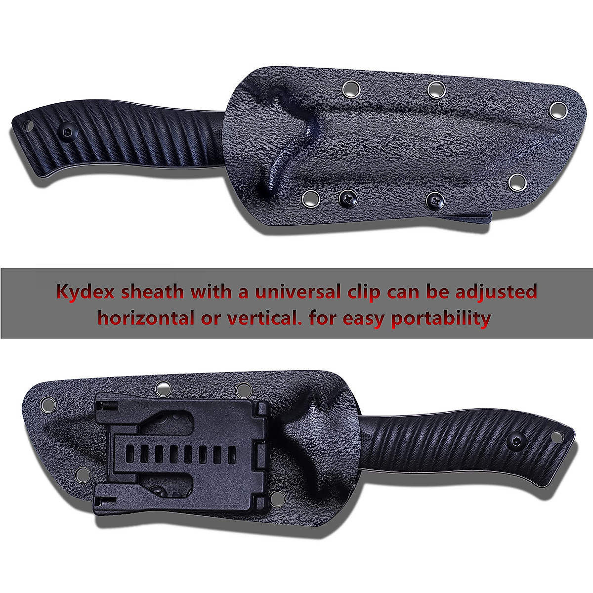 OERLA TAC OLK-038A Outdoor Knife Fixed Blade Camping Hunting Survival Field Knife 440C Full Tang Stainless Steel Blade with Kydex Sheath and EDC Tactical Belt Clip