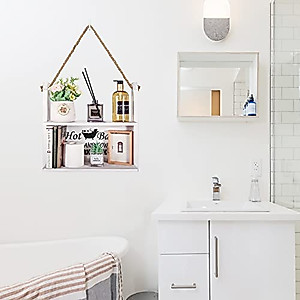 OFIDELITY 2 Tier Over Toilet Storage Bathroom Organizer Shelf, for Toilet Paper Holder Storage, Restroom Decor Wall Hanging Shelves with Hanging Hook, Bottles Towel Organisers Rack (Seat)