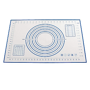 EasyOh Silicone Pastry Mat 100% Non-Slip with Measurement Counter Mat, Dough Rolling Mat, Pie Crust Mat 16 x 24 Inches Blue