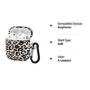 ALNBO Compatible with AirPods Case Soft Silicone Protective Case Cover Cute for AirPods 2 &1 for Women with Keychain Front LED Visible Leopard Cheetah