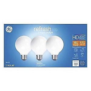 Ge Lighting 43281 4.5 Watt E26 G25 Frosted Daylight Led Dimmable Refresh Hd Light Bulbs 3 Count