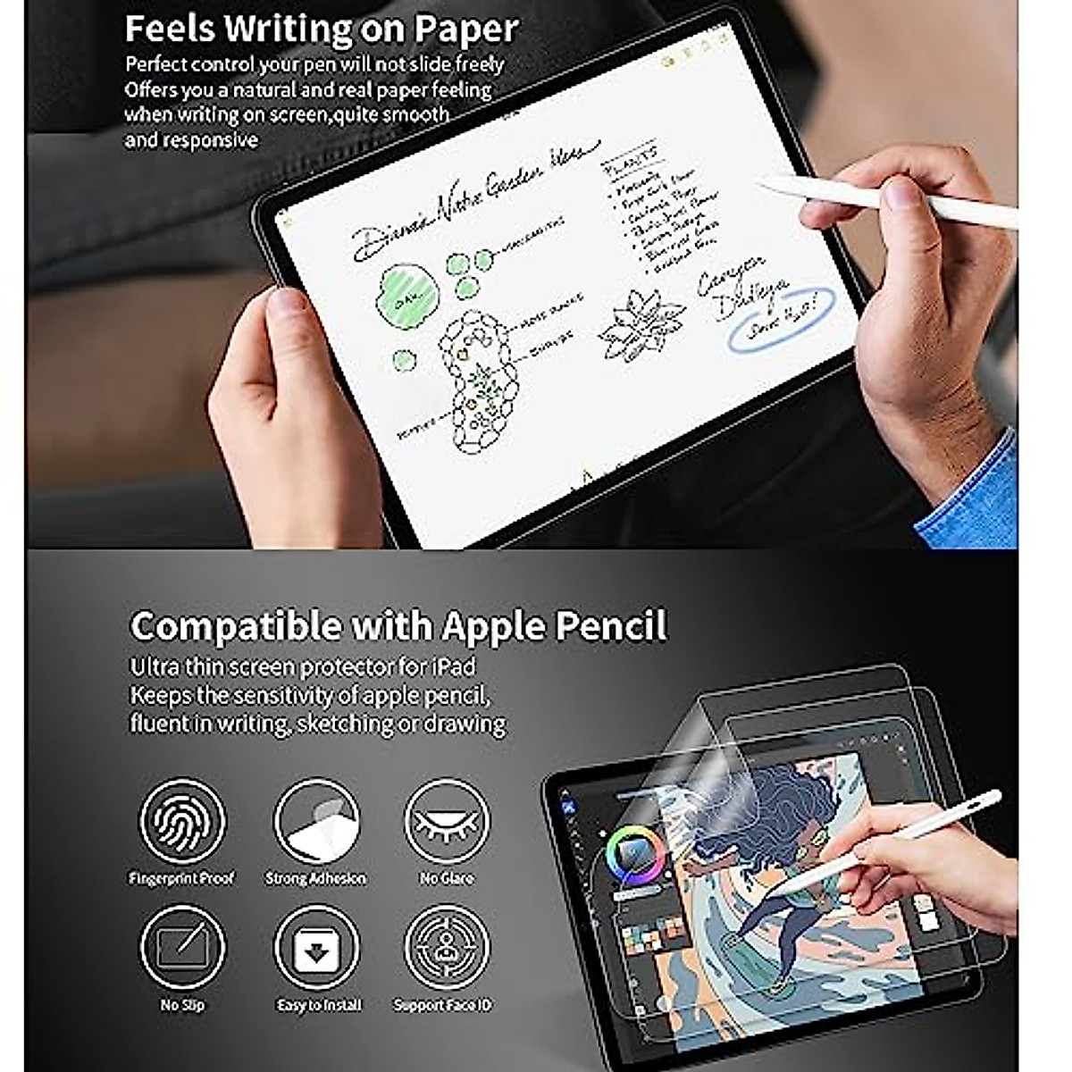 TMahhbid [2 Pack] Paper-Feel Screen Protector for Microsoft Surface Go 3 (2021)/ Surface Go 2 2020/ Surface Go 2018, Anti-Glare/Writing Smooth PET Protective Film for S-Pen - Matte