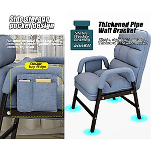 WFCCDM Relax Armchair Rocking Chairs Reclining Chair Lounge Seating Sofa Chair Occasional Side Chairs, Adjustable Footrest & Backrest, for Living Room Bedroom 50 * 51 * 102cm Blue