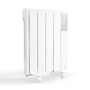 BREEZEHEAT 800w Plug-in Electric Panel Heater-Convection Wall Heaters for Indoor Use, No Fan Design, Freestanding/Wall Mount Space Heater w/Digital Display, 24H Timer, Adjustable Thermostat, White