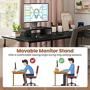 Tangkula L-Shaped Computer Desk with Power Outlets, 95” Long 2-Person Desk with Monitor Shelf, Modern Corner Desk Gaming Table with USB Ports for Home Office