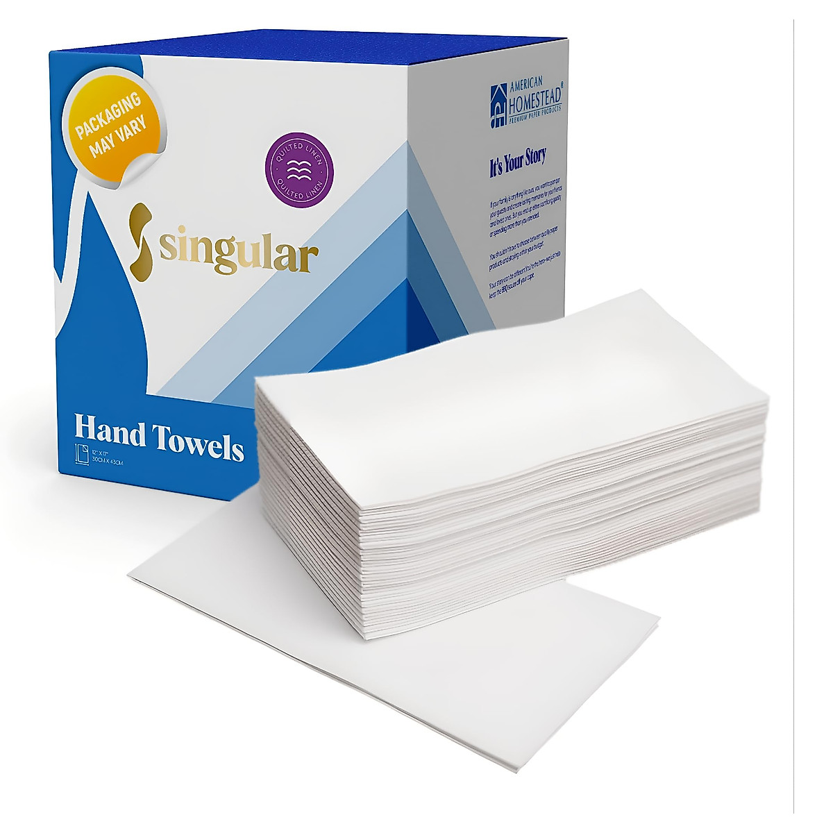 AH AMERICAN HOMESTEAD Disposable Paper Hand Towels for Bathroom - White Guest Napkins - Linen Like and Feel - Ideal for Wedding Reception or Dinner Party (200 Count - Smooth Crisp - Large 15.5" x 12")