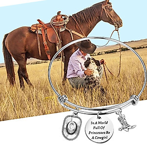 bobauna Cowgirl Boot Bracelet Country Western Jewelry In A World Full Of Princesses Be A Cowgirl Equestrian Gift (cowgirl bracelet)