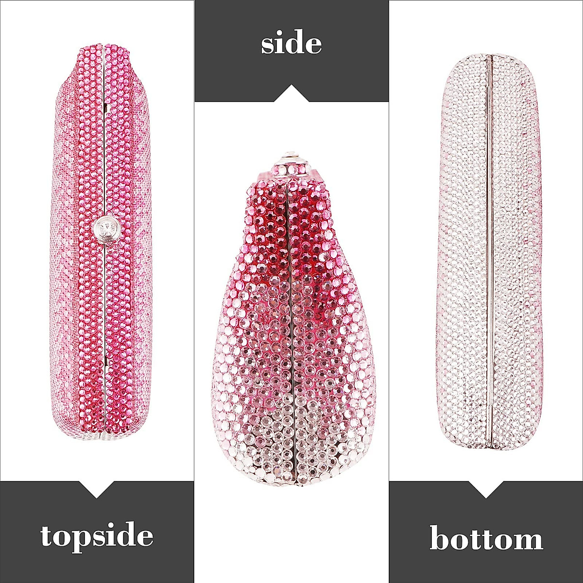 Evevictor Clutch Purse, Small Size Evening Handbag, Rhinestone Money Bag for Cocktail Prom Party Wedding Date (Hot Pink)