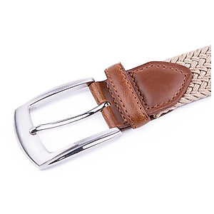 Elastic Fabric Woven Stretch Braided Belts (L, Beige)