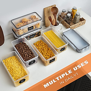 [6 Pack] 3.2L Airtight Pasta, Spaghetti Storage Containers Set with 6 Measuring Cups, BPA Free Plastic Food Containers with Lids for Kitchen, Pantry Organization and Storage