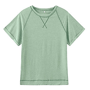 SURBEI Summer Shirts for Women Casual Crewneck Short Sleeve Tshirts,Loose Fit Raglan Tunic Shirts Tops,Light Green,X-Large