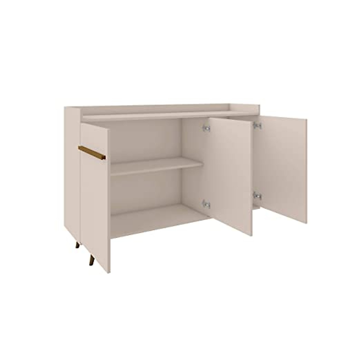 Manhattan Comfort Bradley Mid Century Modern Dining Room 4 Shelves Buffet Stand Cabinet, 53.54", Off White