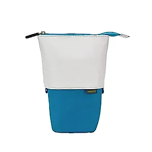 meori Pop-up Pencil Case and Cosmetics Pouch Standup Telescopic Craft Supplies Makeup Organizer with Zipper (Azure Blue)