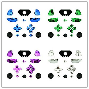 Ambertown Bumpers Triggers Buttons DPad LB RB LT RT Button with Tools for Xbox One Controller Chrome Blue