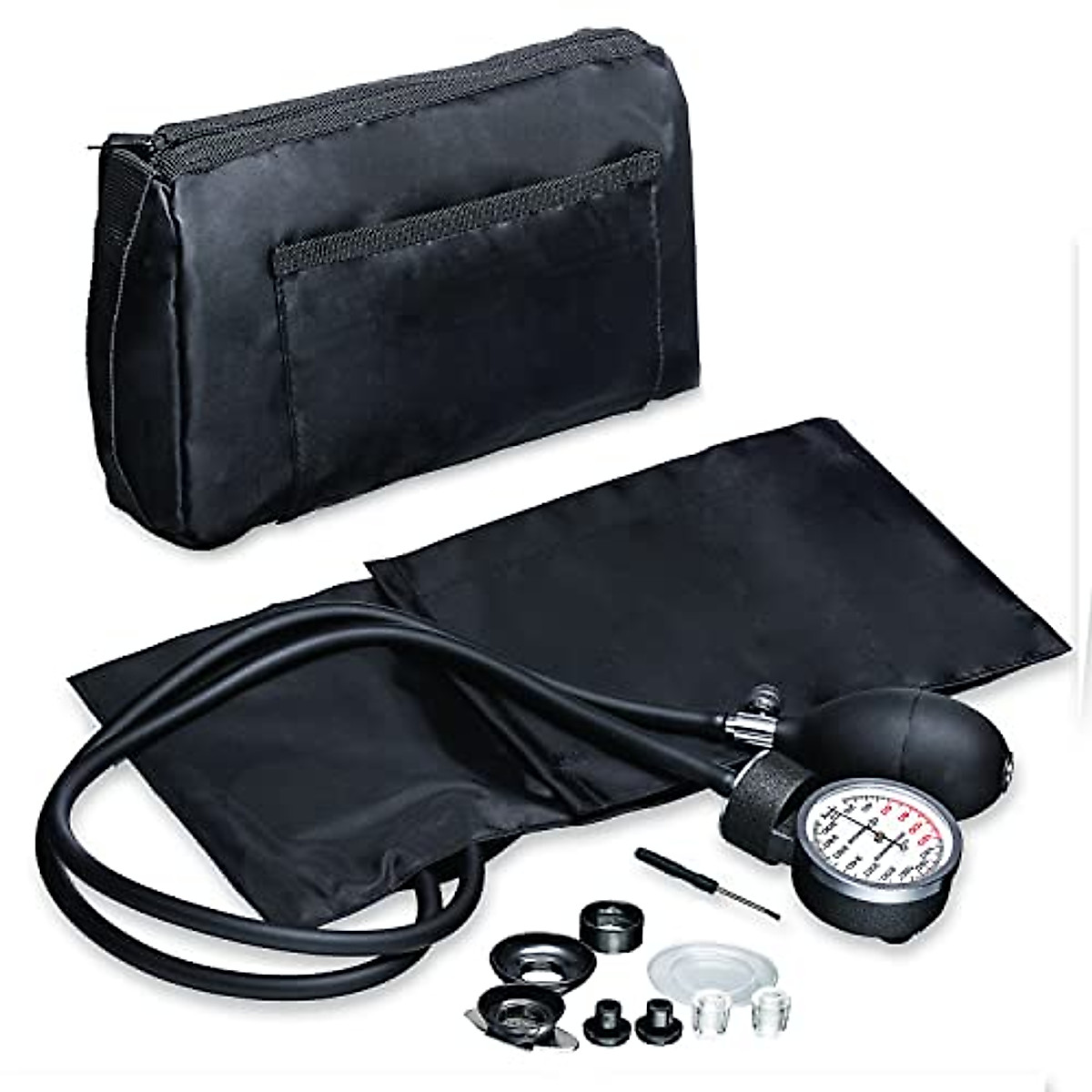 NOVAMEDIC NM-9170-BK Professional Aneroid Sphygmomanometer Blood Pressure Machine and Stethoscope Set, Universal Adult Size Cuff Arm, Manual Emergency BP Monitor Kit with Carrying Case, Black