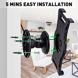 AboveTEK iPad Wall Mount, Swivel 360° Rotating Tablet Holder Two Brackets to Fit 6-13" Tablets, Horizontal/Vertical Tilt iPad Arm for Flexible Viewing Angles in Kitchen Showroom Retail Store (Black)