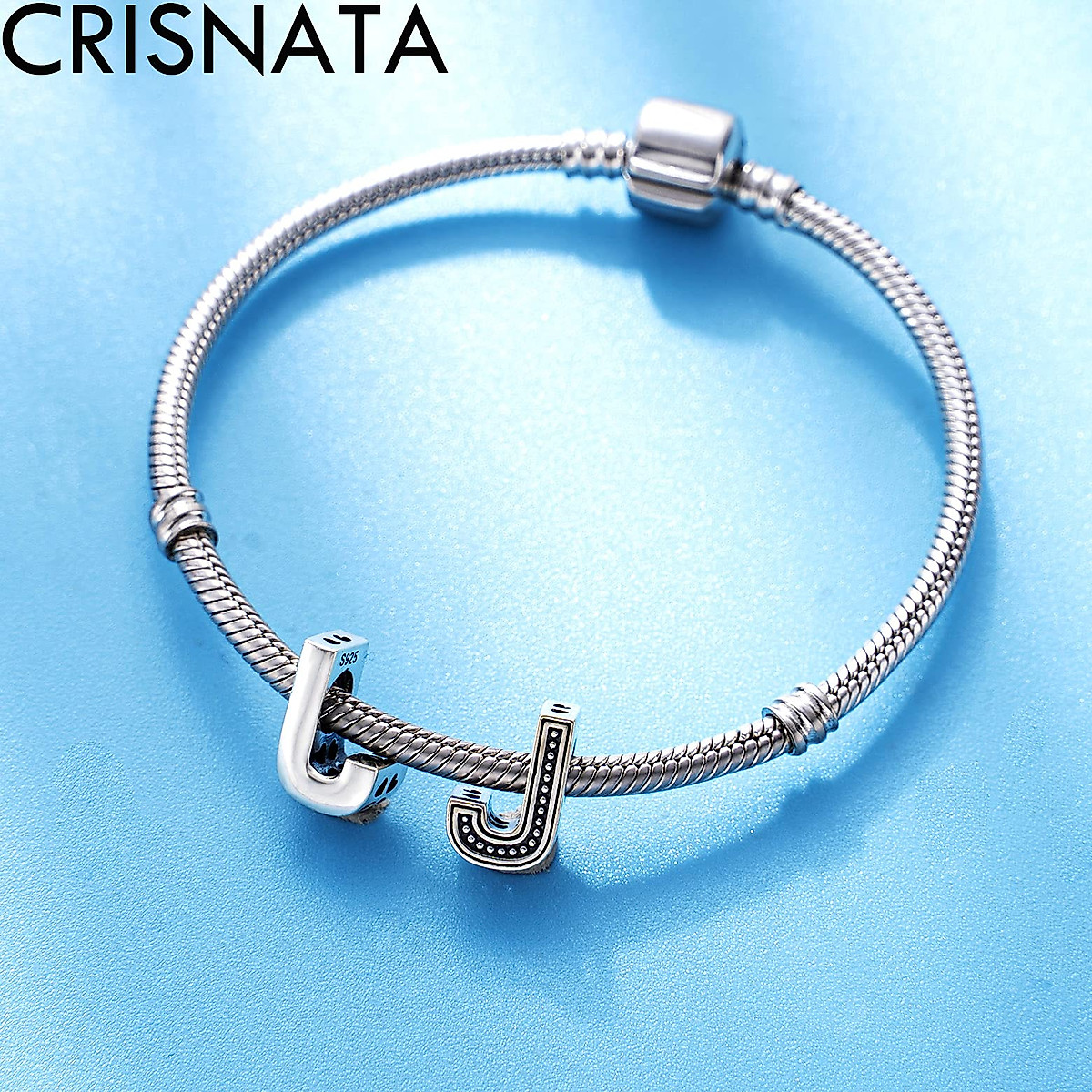 Letter J Charms, Initial J Alphabet Beads in Vintage 925 Sterling Silver, fits Pandora Women Charm Bracelet, Gift for Birthday/Children/Friends