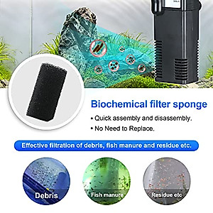 TARARIUM Quiet Betta Fish Aquarium Internal Filter Biochemical 79 GPH Rain Shower Design Small 3 in 1 Oxygen Air and Water Pump Multifunctional Submersible for 2-10 Gallon Fish Turtle Tank