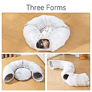 HIPIPET Winter Plush Cat Tunnel with Cat Bed for Indoor Cats,Multifunctional Cat Toys for Small Medium Large Cat.