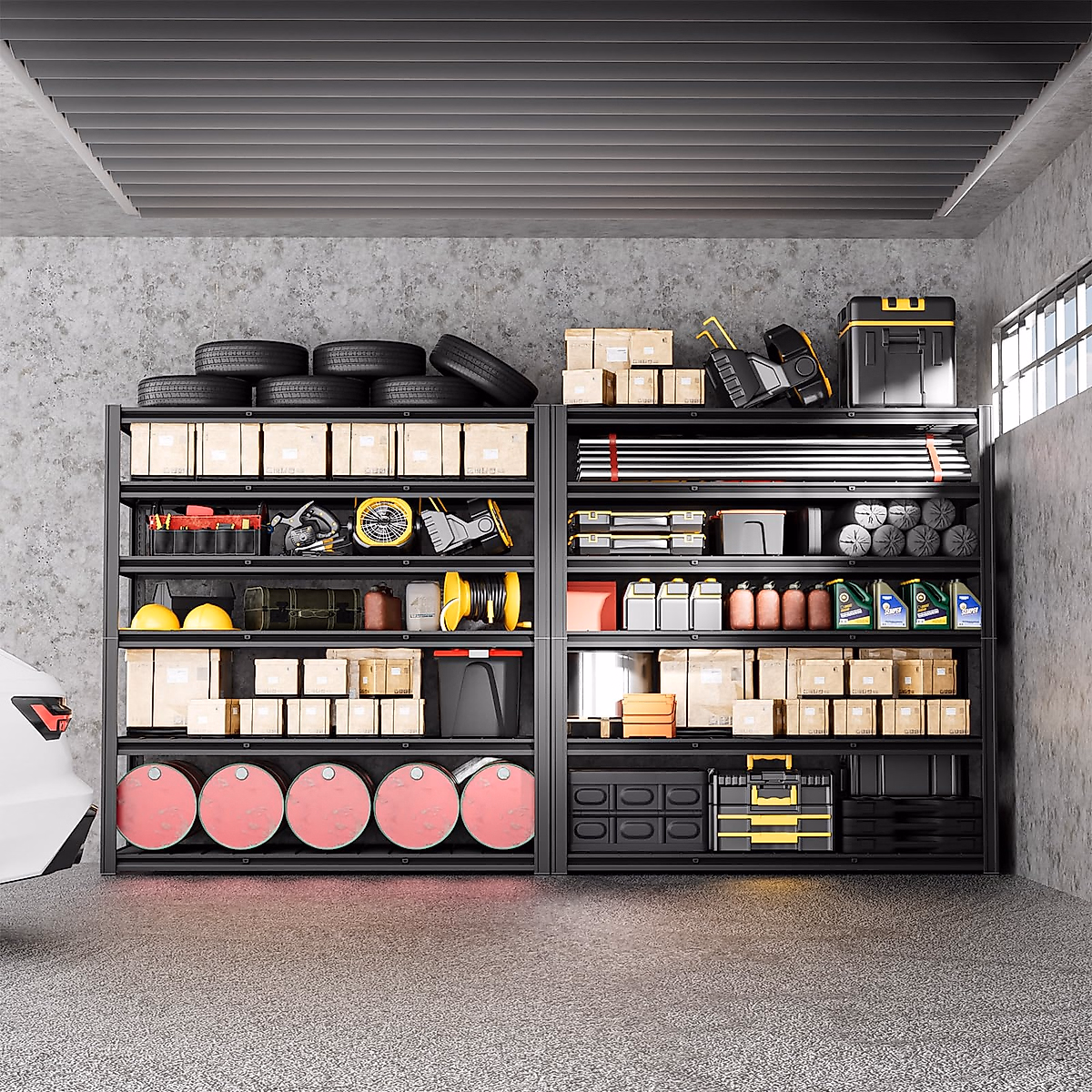 CYNNDA 6-Tier 55" W x 24" D x 84" H Industrial Shelving Heavy Duty Garage Storage Metal Shelves Adjustable 3500LBS Warehouse Garage Basement Commercial Shelf