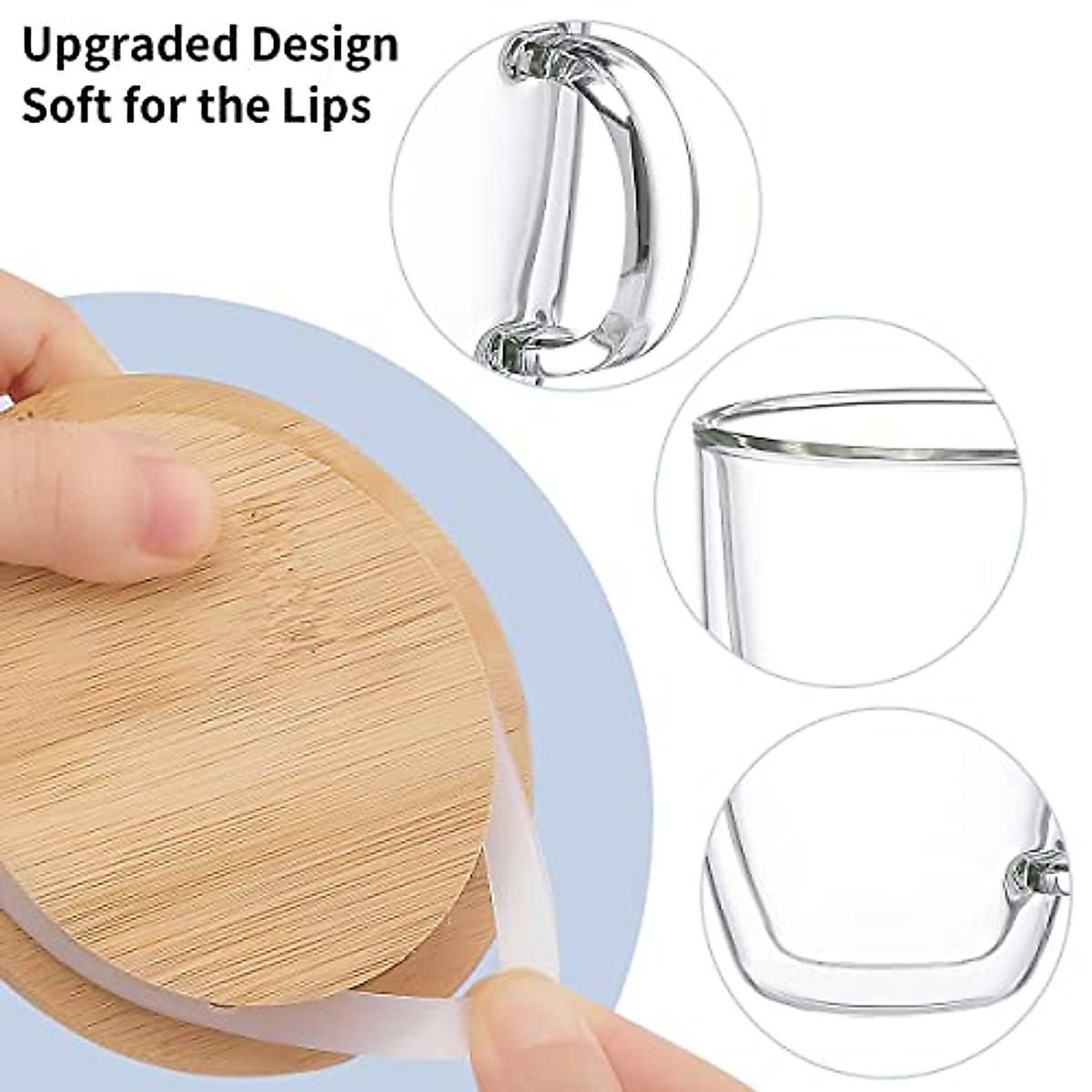 Wwyybfk Double Wall Glass Coffee Mugs,12oz Insulated Glass Espresso Mugs Cups with Handle Lid (Set of 2) for Cappuccino, Latte, Tea (340ml)