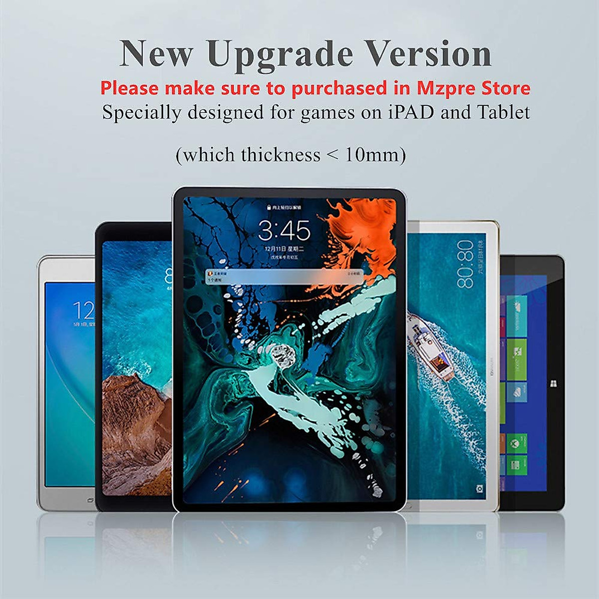 Rakizbe PUBG Controller for Tablet 4 Triggers [6 Finger Operation] Sensitive Shoot Aim Trigger Gamepad Grip, Support 10-12.9 inch iPad & Tablet (Thickness < 10mm), Black