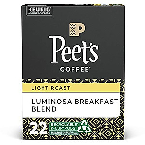 Peet’s Coffee Luminosa Breakfast Blend K-Cup Coffee Pods for Keurig Brewers, Light Roast, 22 Pods
