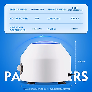 NEWTRY Mini Centrifuge Machine, 10mlX6 Lab Desktop Centrifuges, Electric Centrifuge, 300-4000r/min, 0-60hours (110V US Plug)