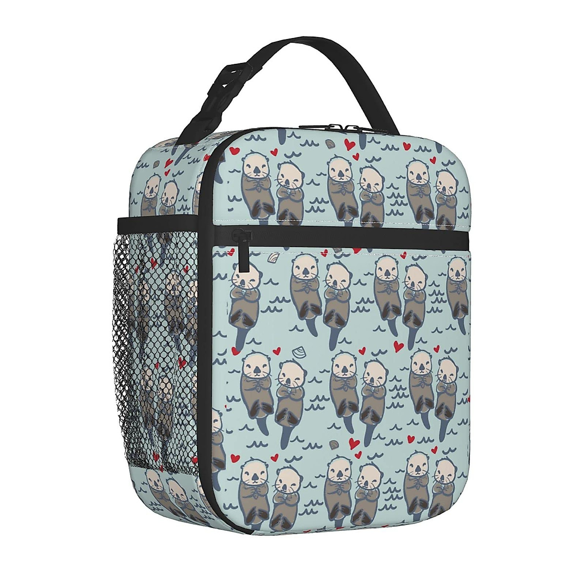 Sea Otters Lunch Box For Women Men Girls Boys,Reusable Insulated Portable Lunch Bag,Leakproof Cooler Adjustable Handle Large Capacity Meal Tote Bag For Work Picnic School Travel